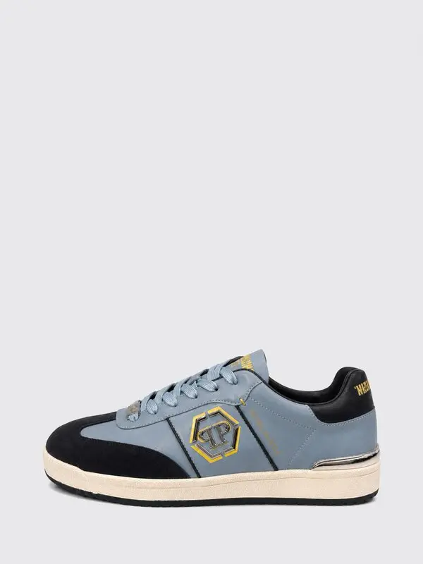 Philipp Plein Retro Hustle Leather Sneakers With Hexagon Logo - Turquoise
