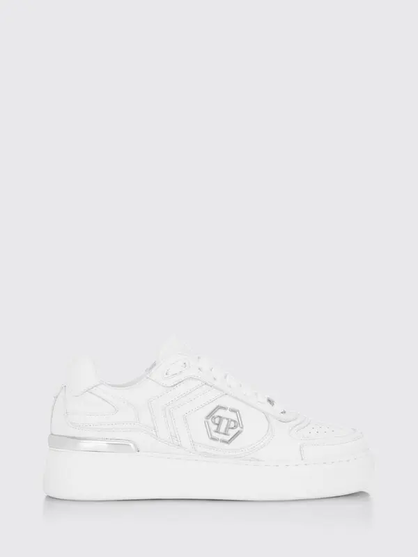 Philipp Plein Pit-$top Monogram Leather Low-top Trainers - White