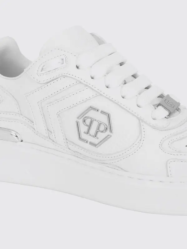 Philipp Plein Pit-$top Monogram Leather Low-top Trainers - White