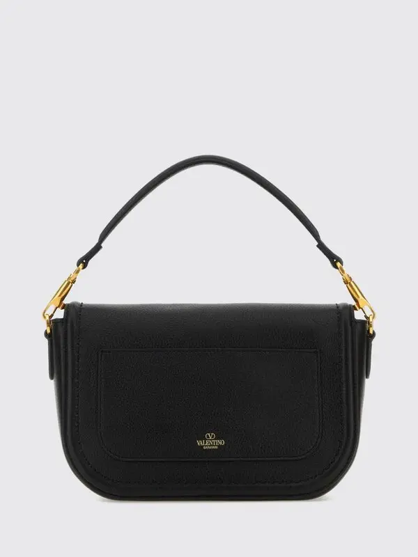 Valentino Garavani Alltime Small Hammered Leather Handbag With Vlogo - Black