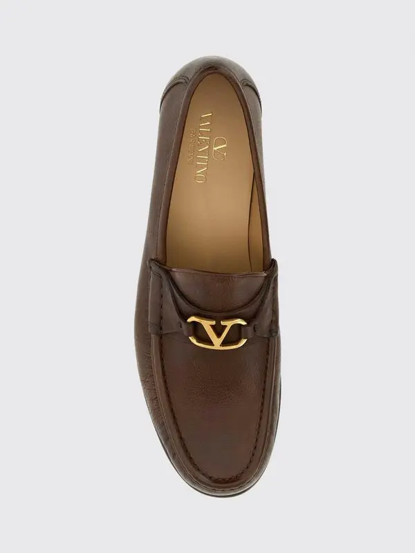 Valentino Garavani Vlogo Signature Penny Loafers In Smooth Calfskin Leather - Brown