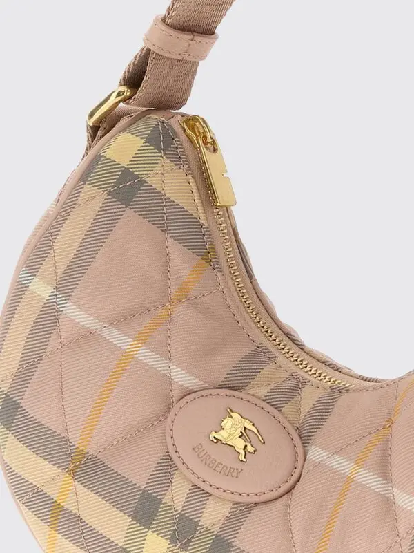 Burberry Horseshoe Crossbody Bag In Quilted Twill With Vintage Check Pattern - Pink