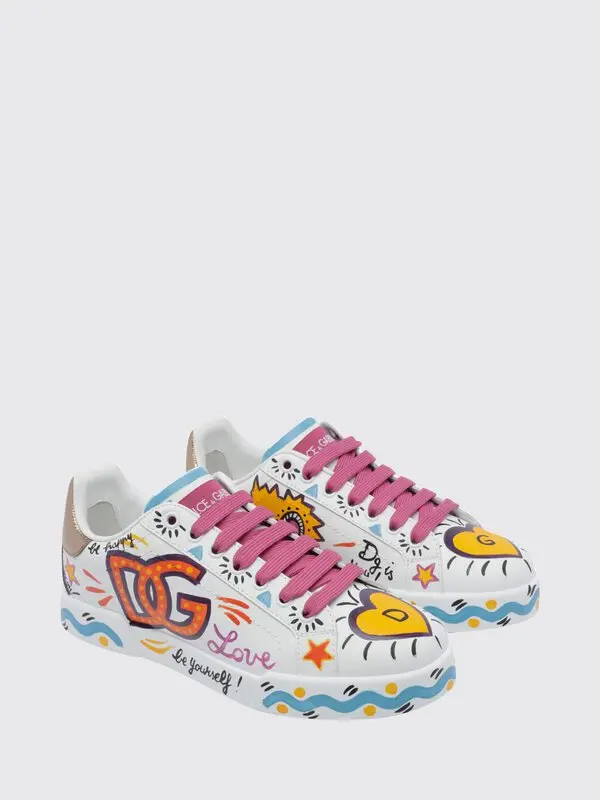 Dolce & Gabbana Portofino Low-top Sneakers With Dg Monogram Print - Fa01