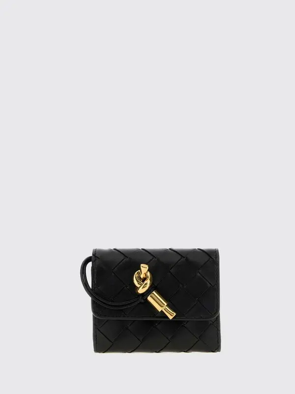 Bottega Veneta Andiamo Woven Lambskin Leather Tri-fold Wallet - Black