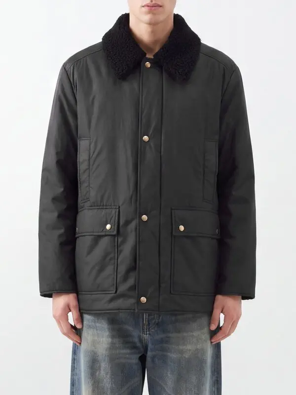 MAISON MARGIELA Padded Jacket With Fur Collar - Black