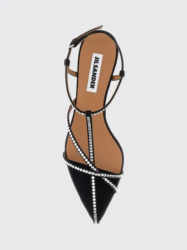 JIL SANDER Cage Crystal-embellished Satin Sandals With Low Heel - Black