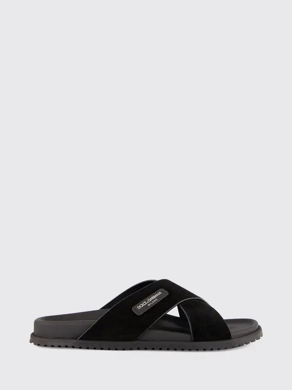 Dolce & Gabbana Cross Strap Sandals - Black