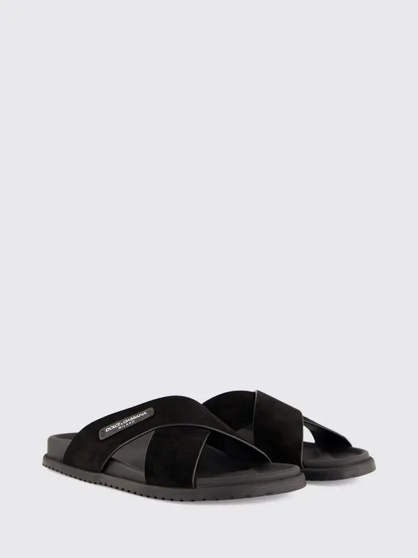 Dolce & Gabbana Cross Strap Sandals - Black
