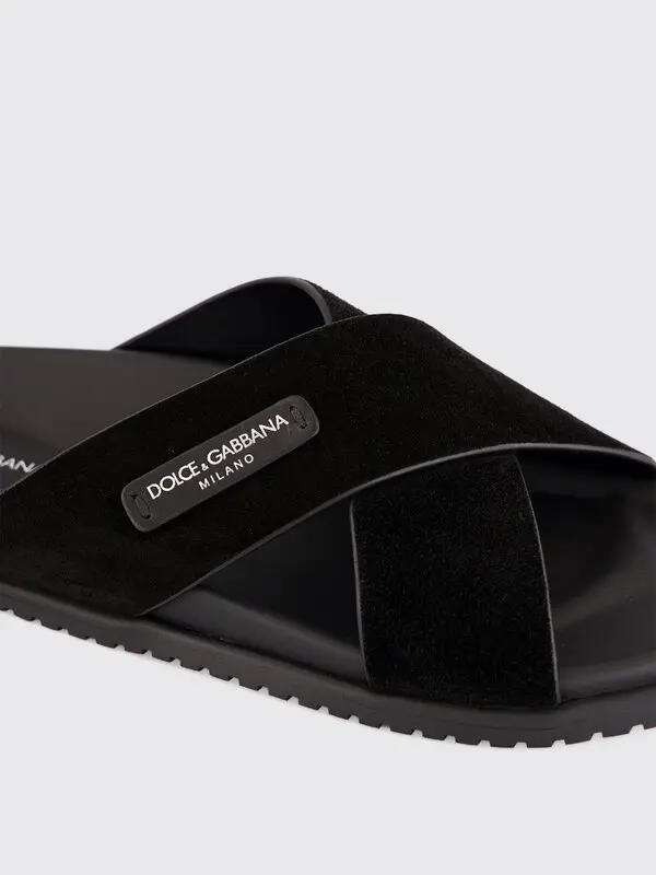 Dolce & Gabbana Cross Strap Sandals - Black