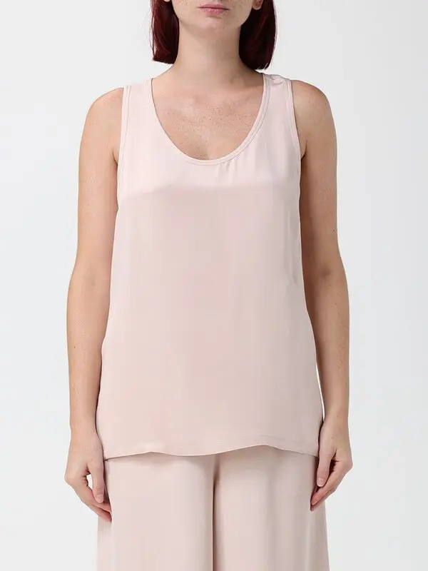 Max Mara Sleeveless U-neck Slim Fit Crêpe De Chine Top - Beige