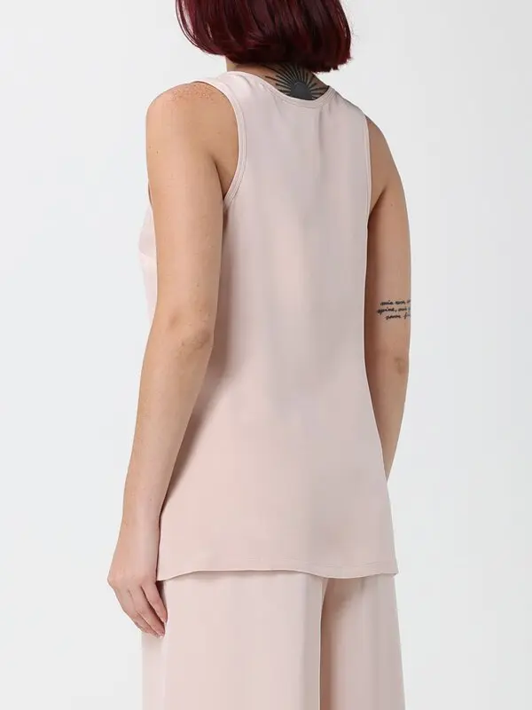 Max Mara Sleeveless U-neck Slim Fit Crêpe De Chine Top - Beige