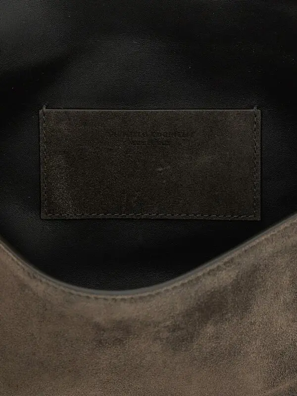 Brunello Cucinelli Suede Calfskin Clutch With Monili Embellishment - Black