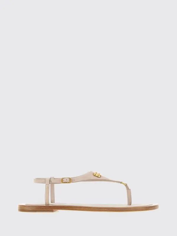 Balenciaga Riva Low-heeled Goat Leather Thong Sandals With Logo - Gold