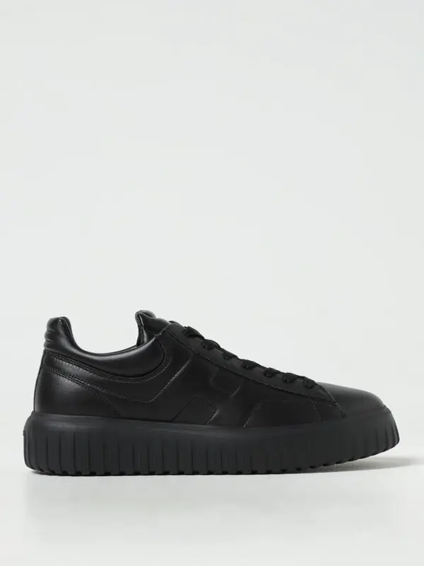 Hogan H-stripes Smooth Leather Sneakers With Side Logo - Black 1