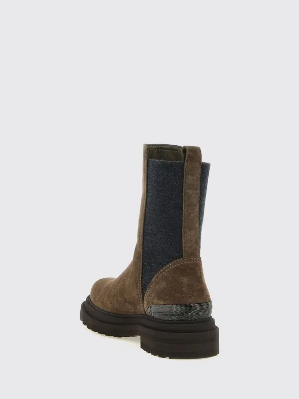 Brunello Cucinelli Bicolour Leather Chelsea Boots With Lug Sole - Brown