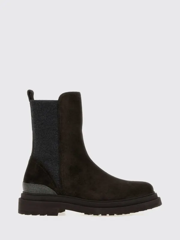 Brunello Cucinelli Bicolour Leather Chelsea Boots With Lug Sole - Burnt