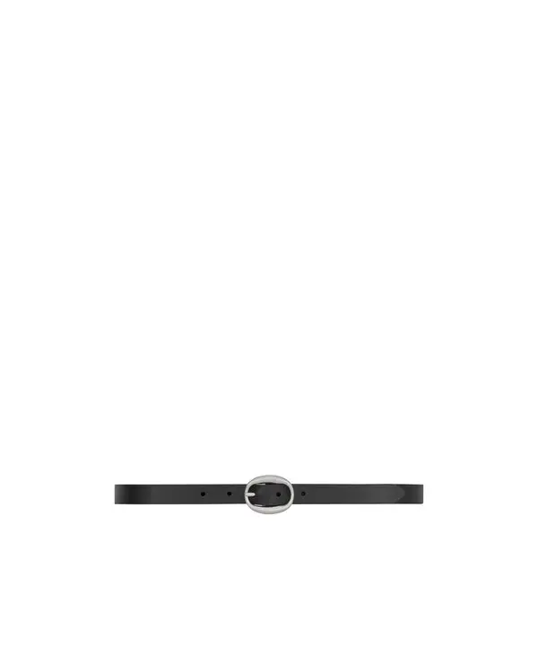 Saint Laurent Oval Buckle Smooth Leather Belt - Black