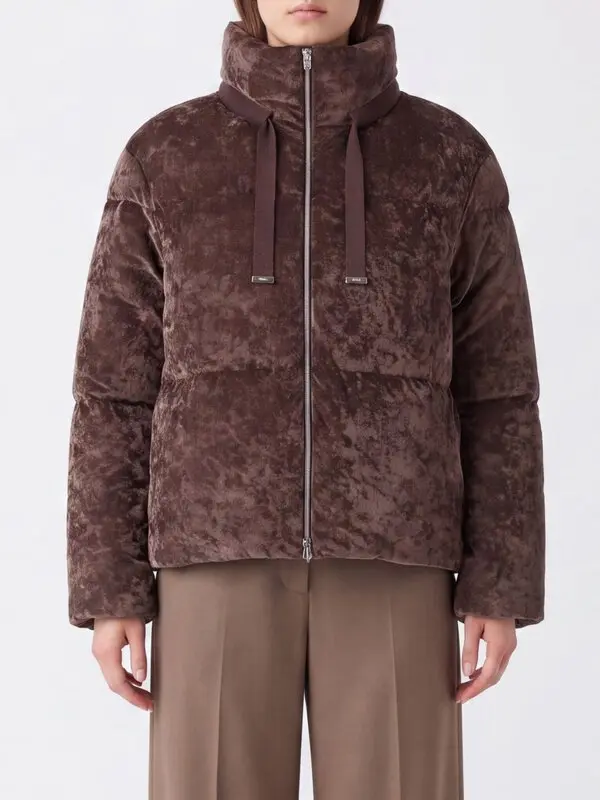 Herno High-neck Quilted Microfiber Down Jacket With Drawstring Hood - Brown