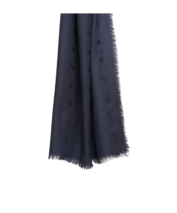 Max Mara Jacquard Wool And Silk Shawl - Midnight Blue