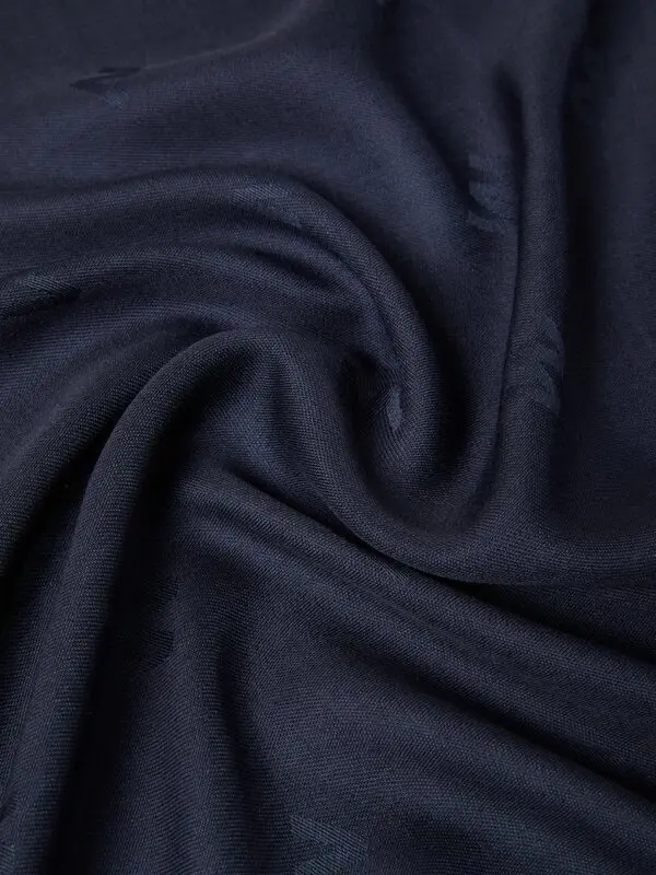 Max Mara Jacquard Wool And Silk Shawl - Midnight Blue