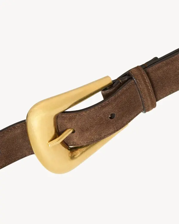 Saint Laurent Suede Folk Buckle Belt