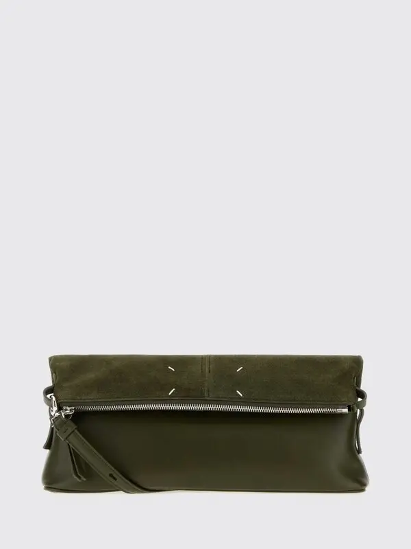 MAISON MARGIELA 5ac Calfskin And Suede Clutch - Green