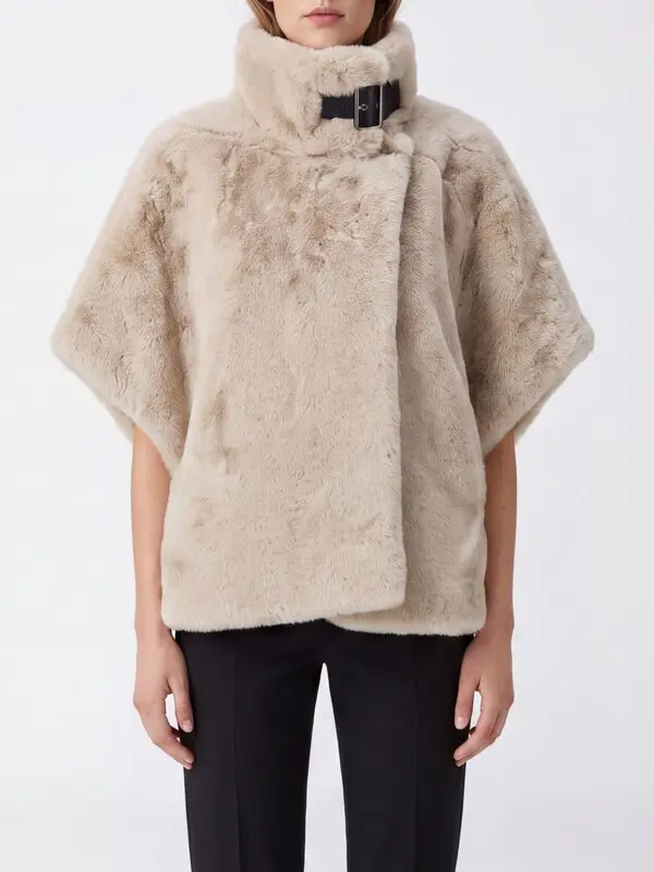 Pinko Comodino Faux Fur Short Sleeve Coat - Dove Grey