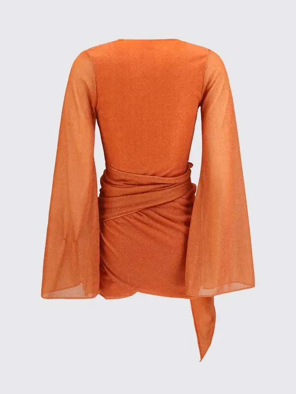 Oseree Lumiere Asymmetrical V-neck Wrap Mini Dress In Lurex Jersey