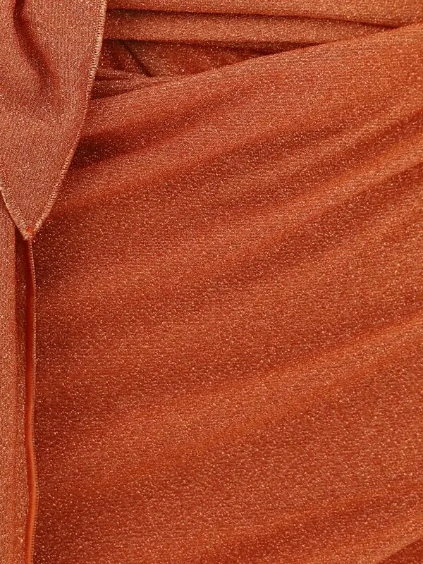 Oseree Lumiere Asymmetrical V-neck Wrap Mini Dress In Lurex Jersey