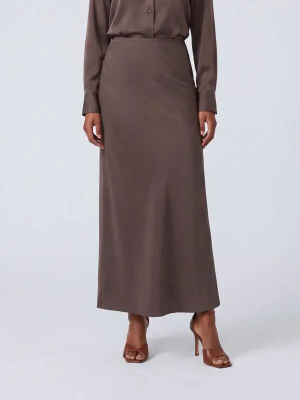 Loulou De Saison High-waisted Silk Midi Pencil Skirt - Brown
