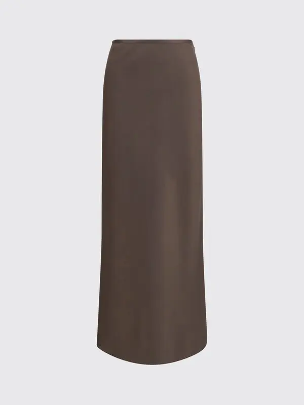 Loulou De Saison High-waisted Silk Midi Pencil Skirt - Brown