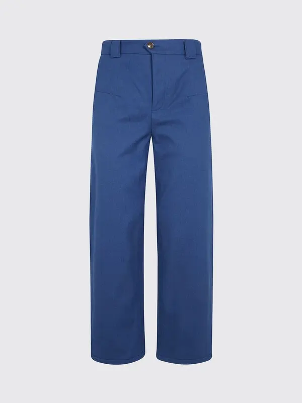 Chloé High-waisted Wide-leg Cotton Trousers With Slant Pockets - Blue