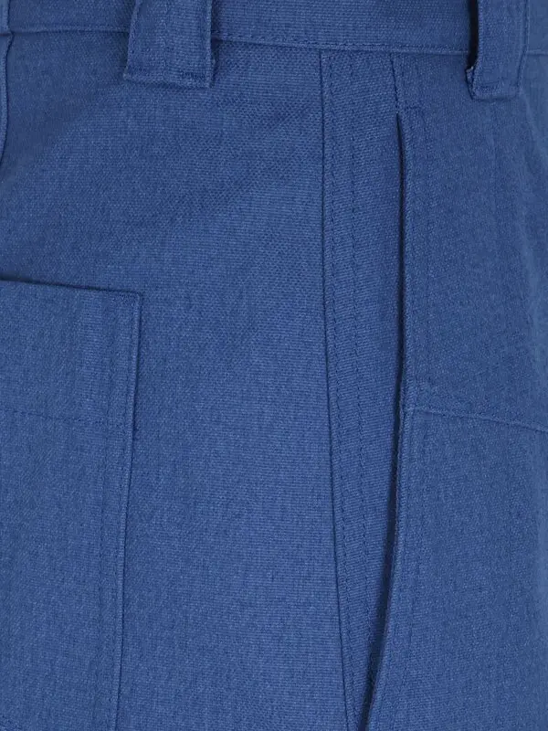 Chloé High-waisted Wide-leg Cotton Trousers With Slant Pockets - Blue