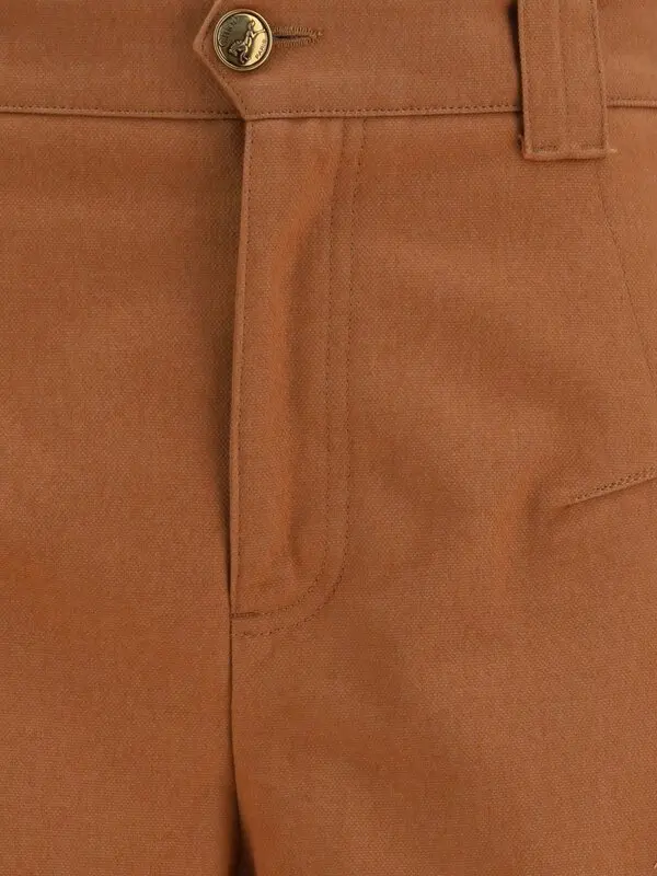 Chloé High-waisted Wide-leg Cotton Trousers With Slant Pockets