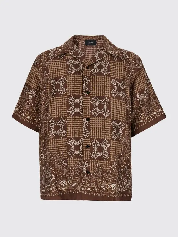 Amiri Short-sleeve Silk Shirt With Paisley Print And Cuban Collar