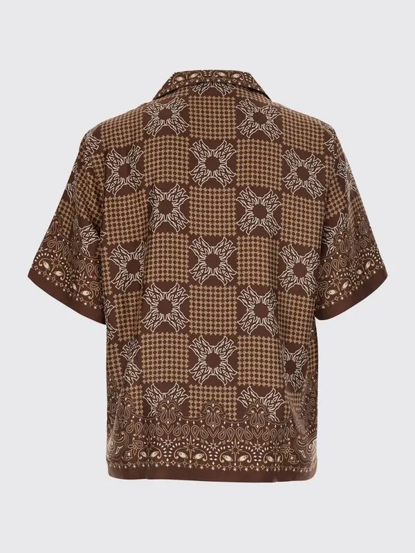 Amiri Short-sleeve Silk Shirt With Paisley Print And Cuban Collar