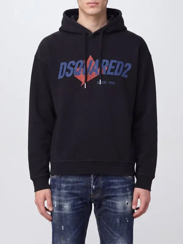 Dsquared2 Cotton Hoodie With Printed Logo And Dropped Shoulders