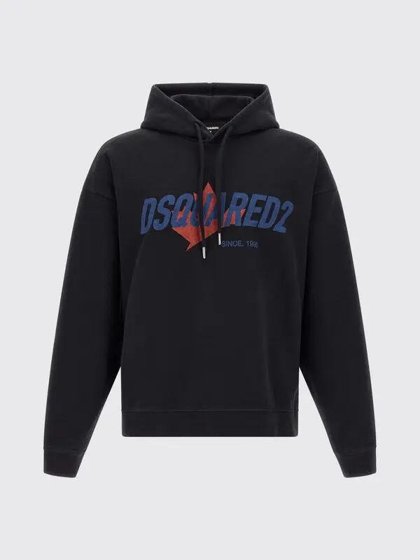 Dsquared2 Cotton Hoodie With Printed Logo And Dropped Shoulders