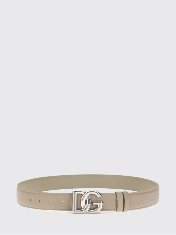 Dolce & Gabbana Reversible Calf Leather Belt With Dg Monogram Buckle - Grey