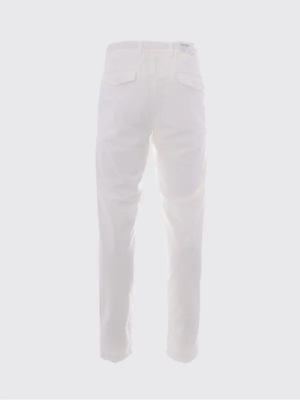 Eleventy Slim Fit Corduroy Trousers With Drawstring Waist And Pleats - White