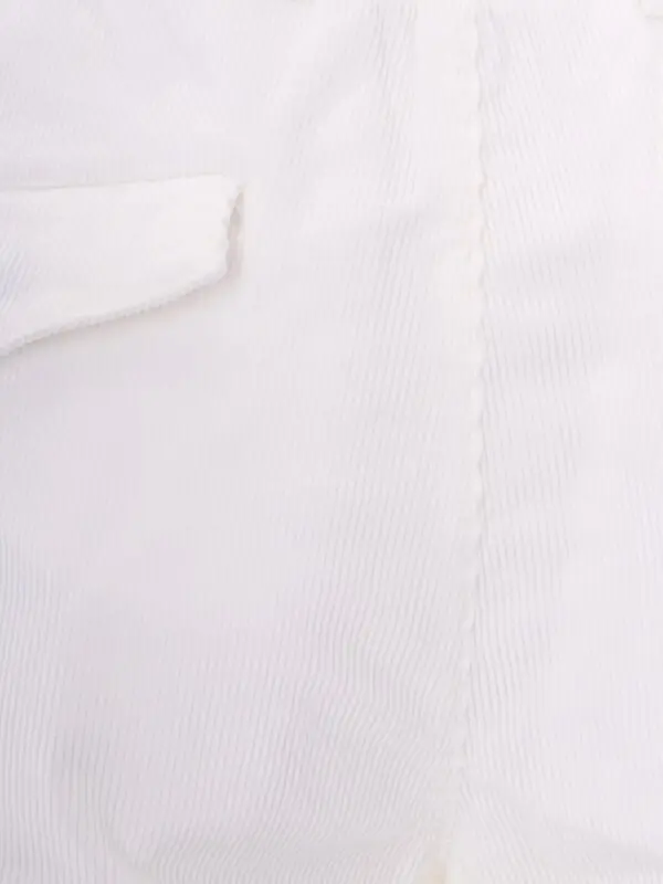 Eleventy Slim Fit Corduroy Trousers With Drawstring Waist And Pleats - White