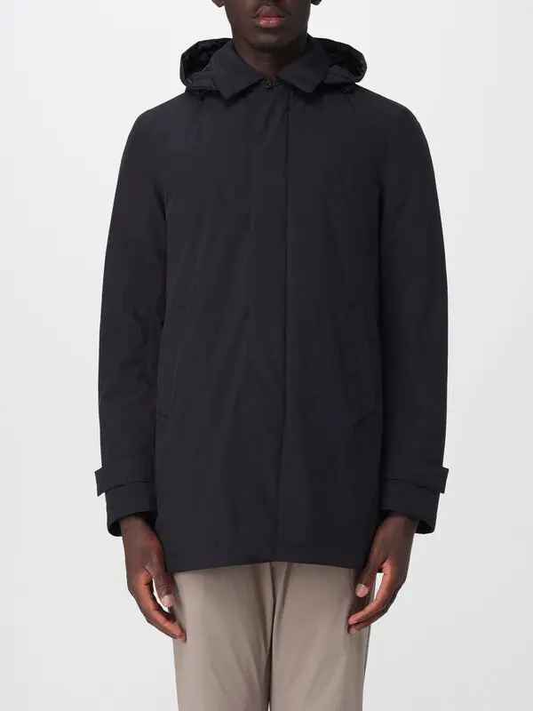 Herno Water-repellent Hooded Windbreaker Jacket In Nylon With Rear Vent - Black