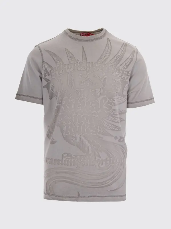 DIESEL® Slim Fit Graffiti Logo Print T-shirt In Cotton - White