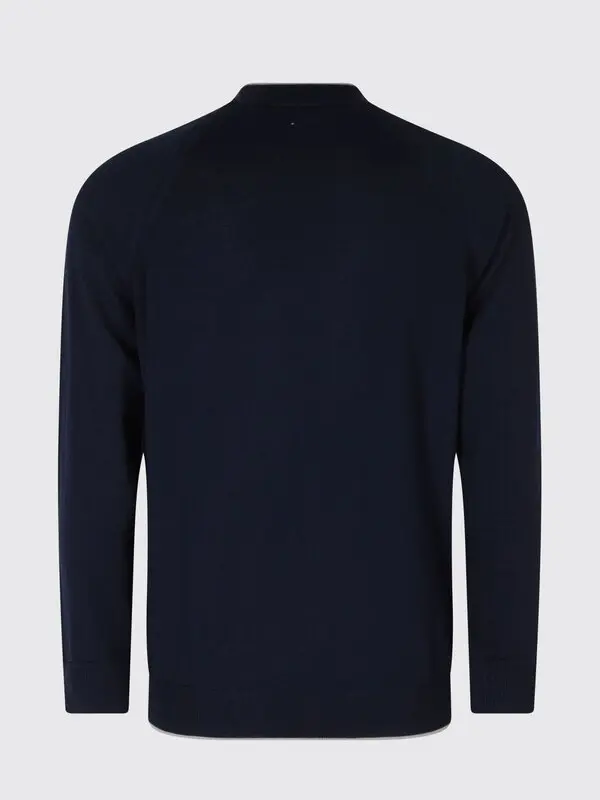 Eleventy Pure Wool Long-sleeved Crewneck Jumper With Ribbed Trims - Blue