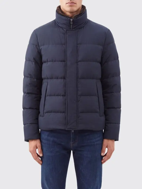 Herno High Neck Quilted Down Jacket In Water-repellent Nylon - Blue
