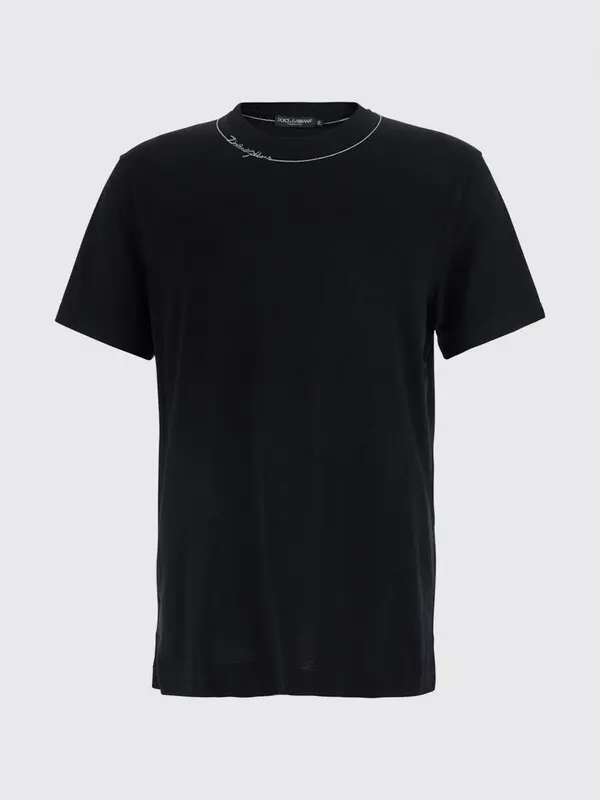 Dolce & Gabbana Slim Fit Crewneck T-shirt In Cotton With Contrast Logo