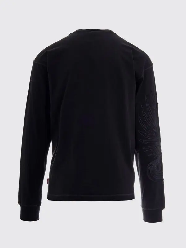 DIESEL® Crewneck Long-sleeved T-shirt In Cotton With Graffiti Logo Print - Black