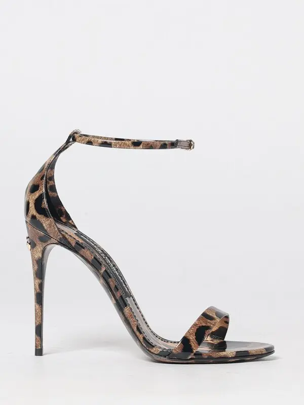 Dolce & Gabbana Keira Animalier-print Patent Leather Stiletto Sandals - Savannah