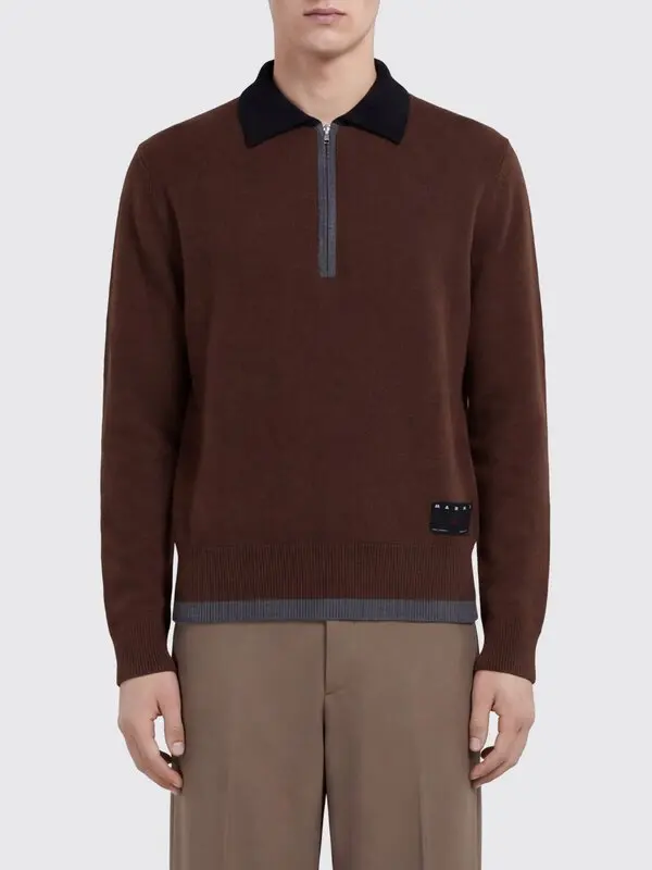 Marni Long-sleeve Pure Cashmere Knit Polo With Zip Closure