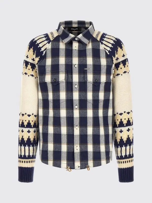 Dsquared2 Regular Fit Check Cotton Flannel Shirt With Flap Pockets
